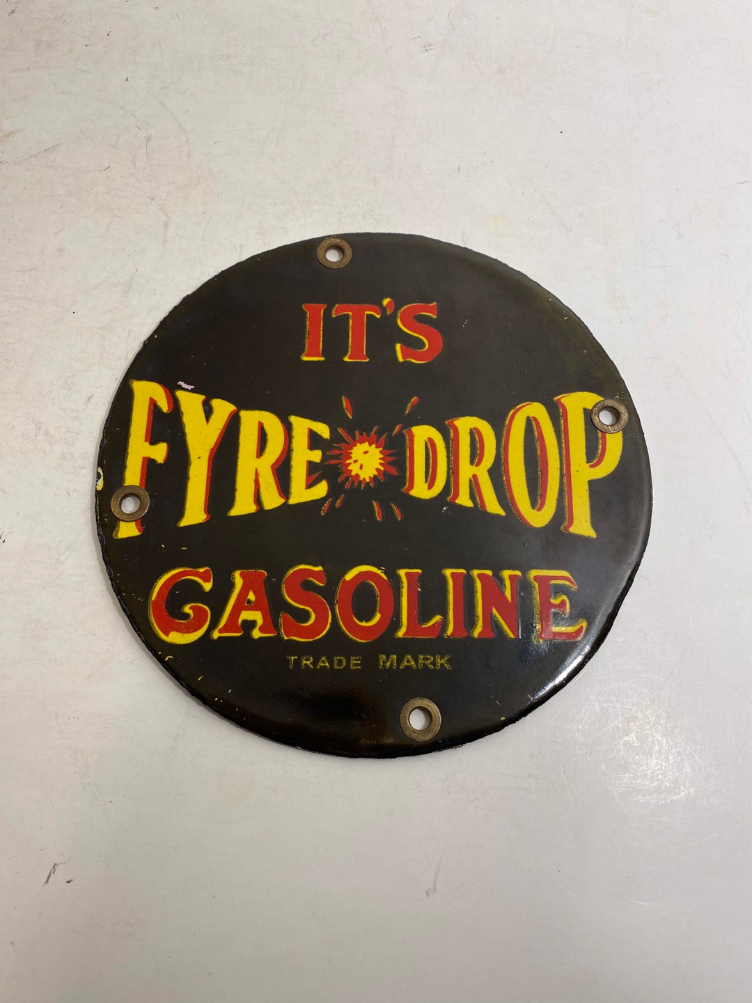 Porcelain Fyre Drop Gasoline Sign - Etsy