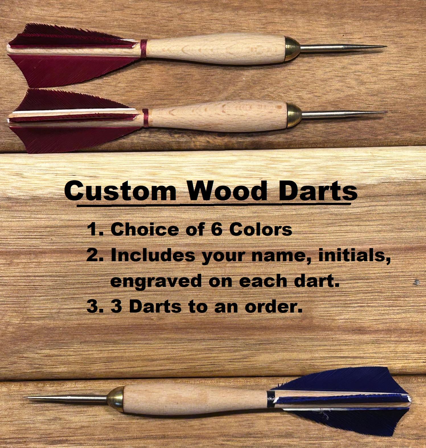 3 Custom Wood Darts | Personalized Dart Gift Set of 3 - Etsy