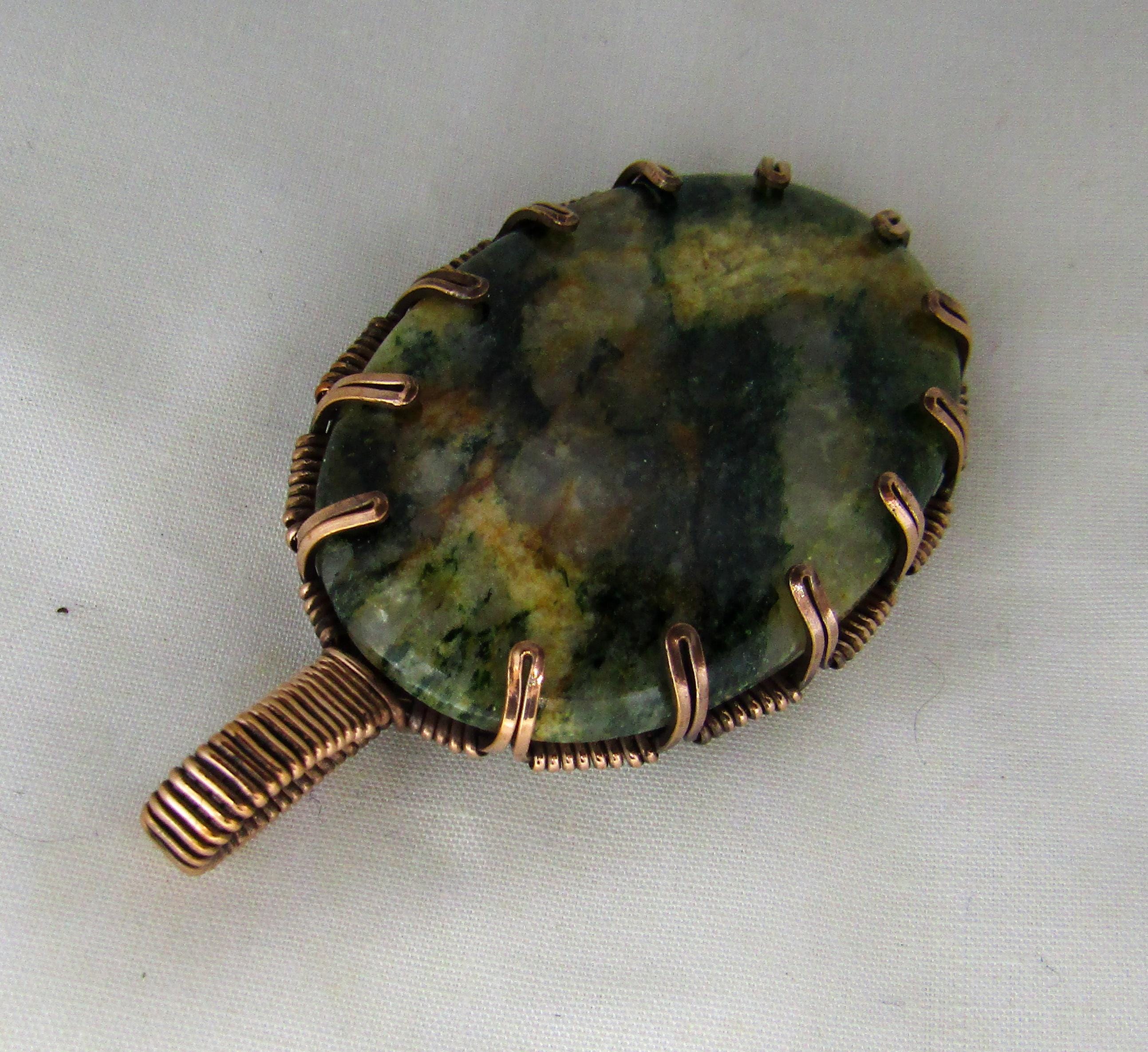 Aventurine in Copper Prong Pendant, Wrapped in Copper, Wire Wrapped ...