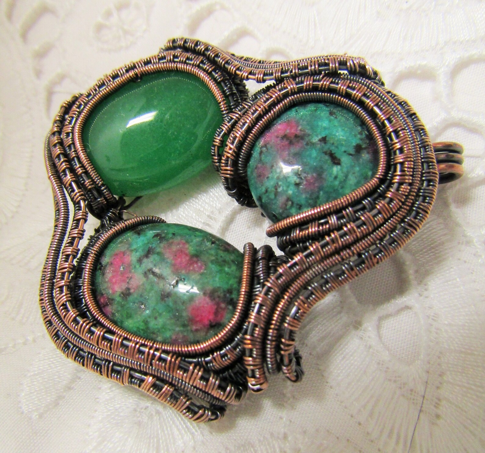 Multi-stone Wire Wrapped Copper Wire Pendant Wire Wrapped - Etsy