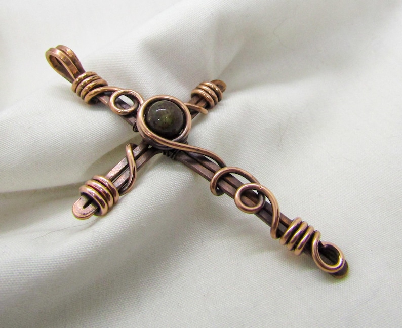 Large Scroll Work Copper Cross W/pietersite, Copper Cross, Wire Wrapped ...
