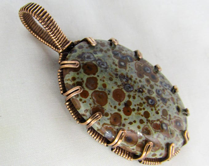 Asteroid Jasper in Copper Prong Pendant, Wrapped in Copper, Wire Wrapped Pendant, Wire Wrapped ...
