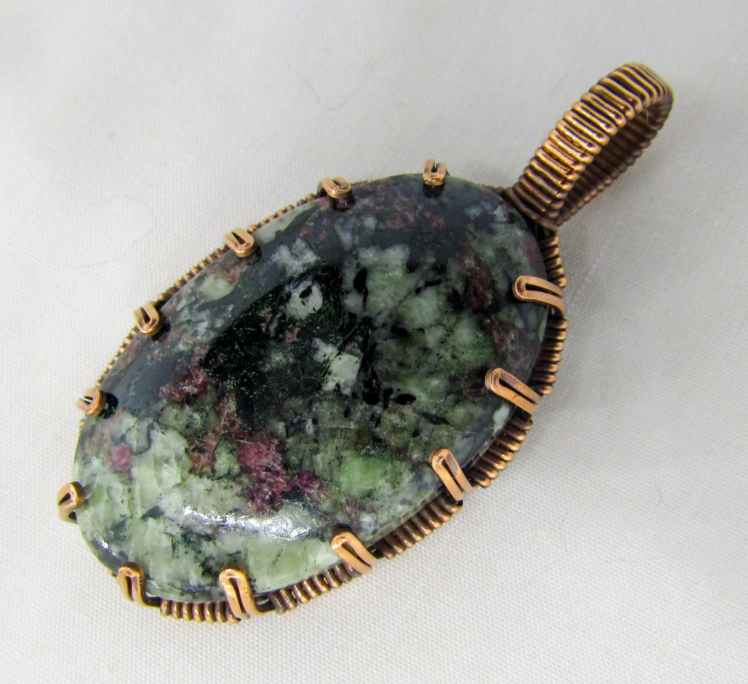Eudialyte in Copper Prong Pendant, Wrapped in Copper, Wire Wrapped ...