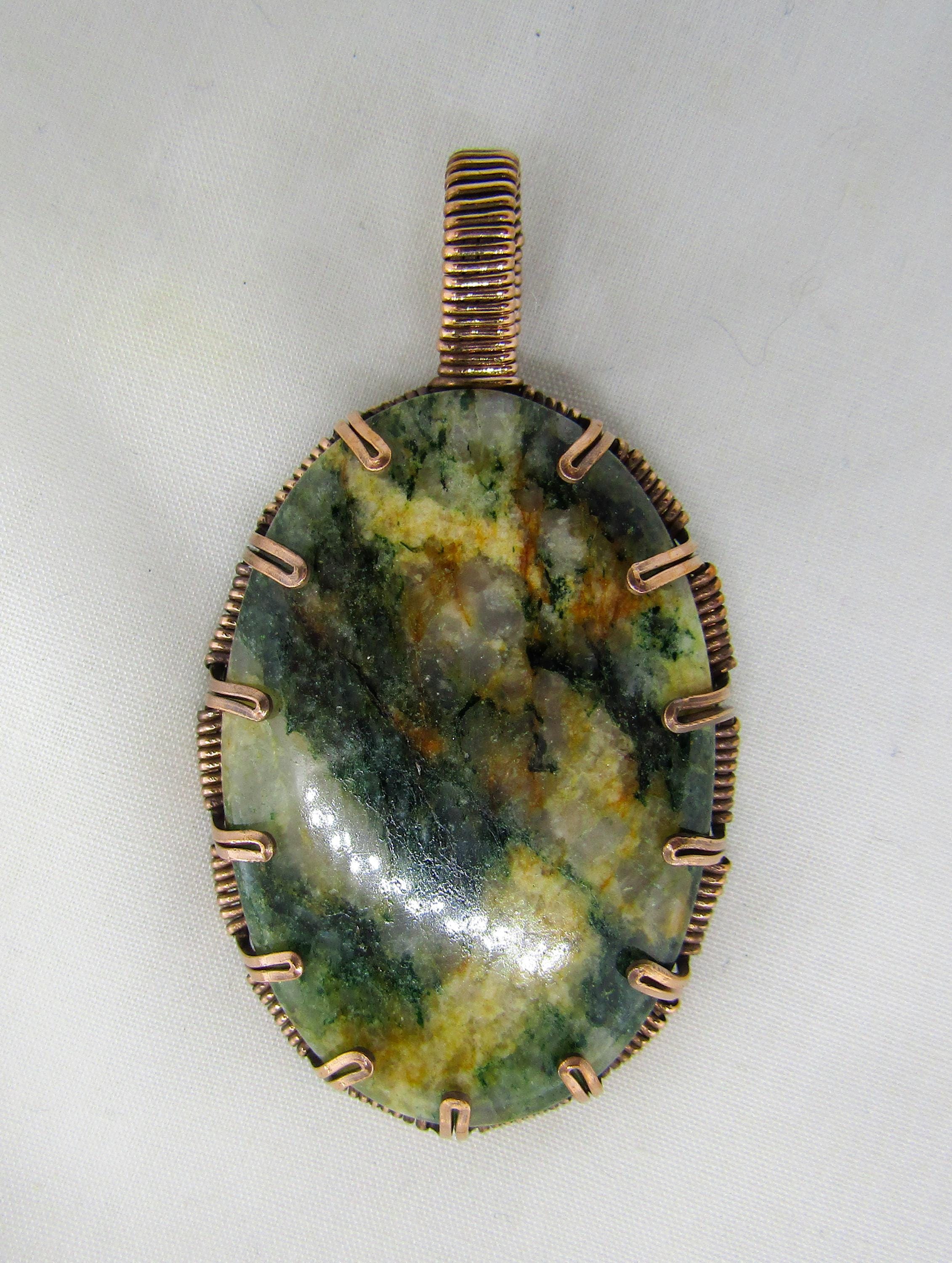 Aventurine in Copper Prong Pendant, Wrapped in Copper, Wire Wrapped ...