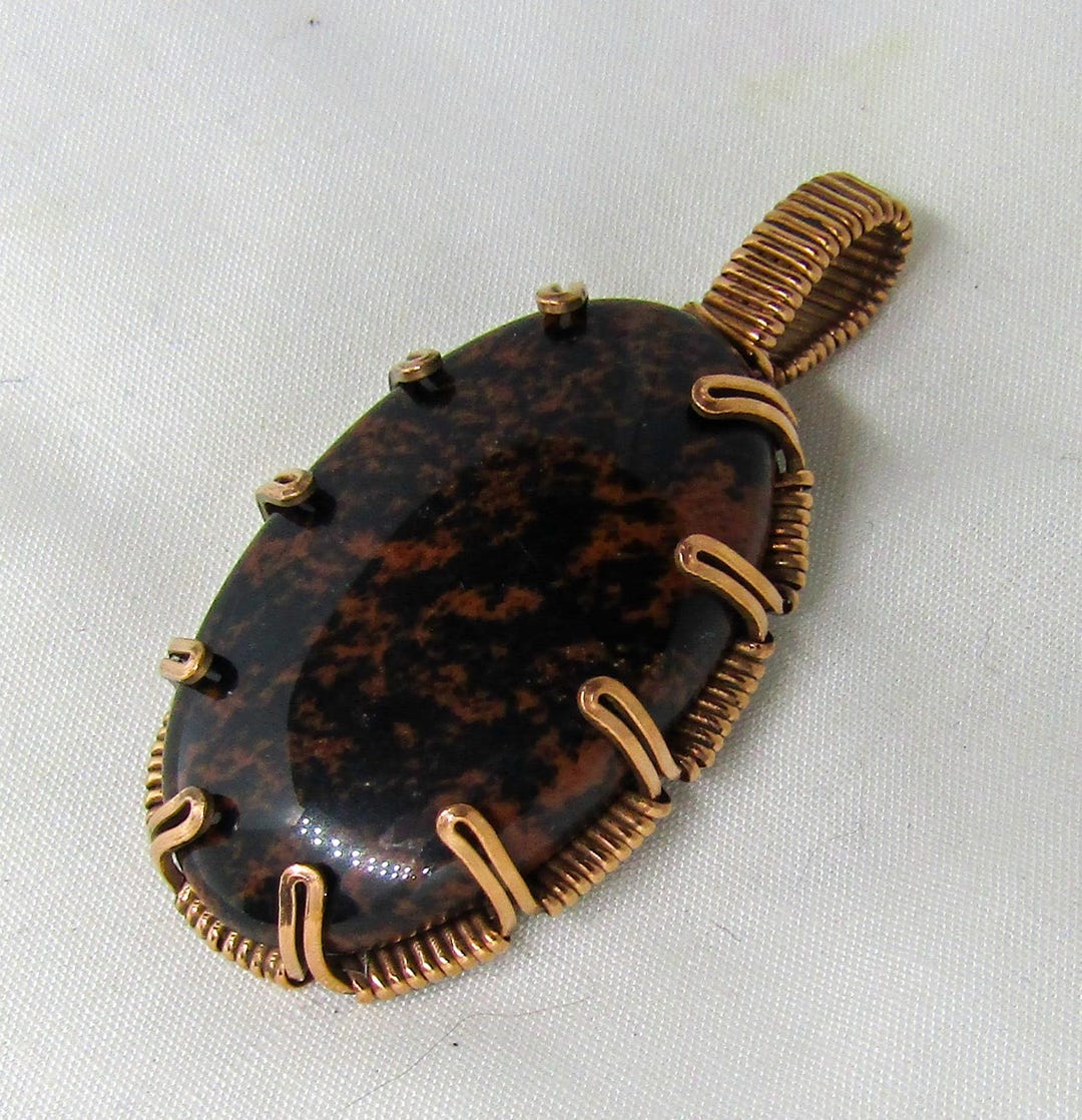Mahogany Jasper in Copper Prong Pendant, Wrapped in Copper, Wire ...