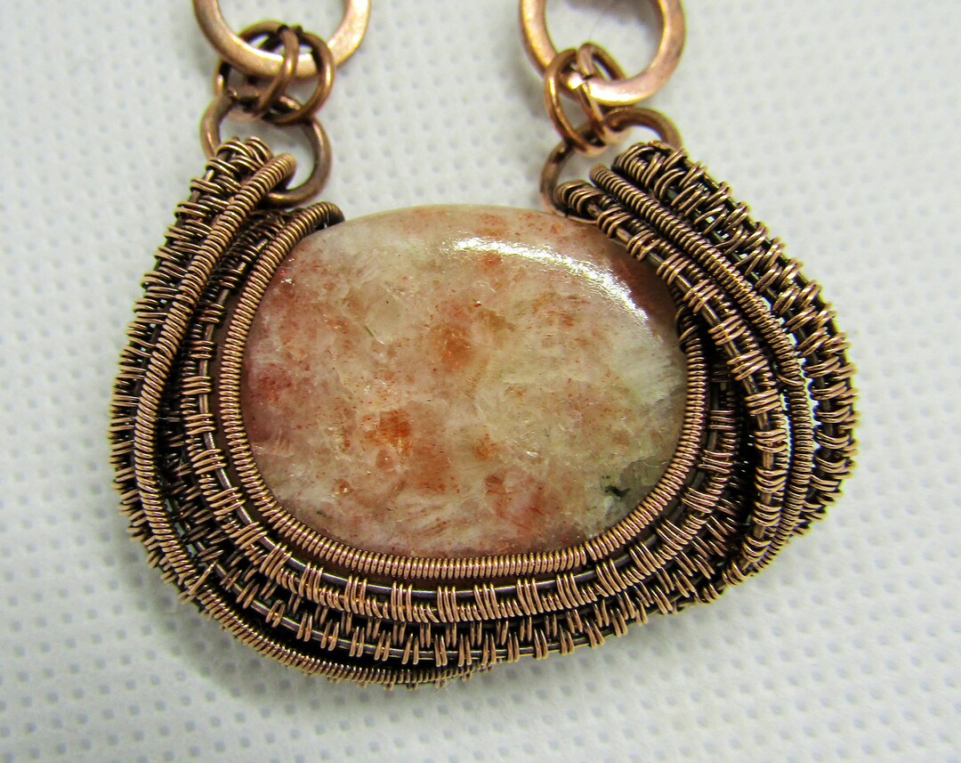 Sunstone in Copper Pendant Wire Wrapped Pendant Wire Wrapped - Etsy UK