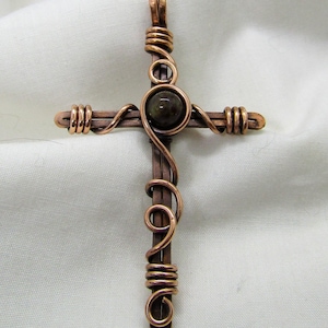 Large Scroll Work Copper Cross W/pietersite, Copper Cross, Wire Wrapped ...