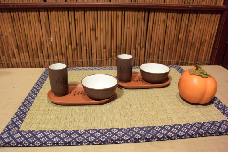 Chinese Clay Gong Fu Set of 2 Tea Cups and Saucers | Etsy