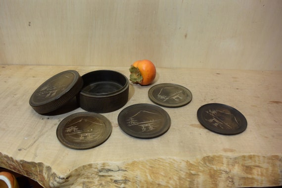 Vintage Japanese Wood Carved Round Box With Lid Set of 4 Small - Etsy