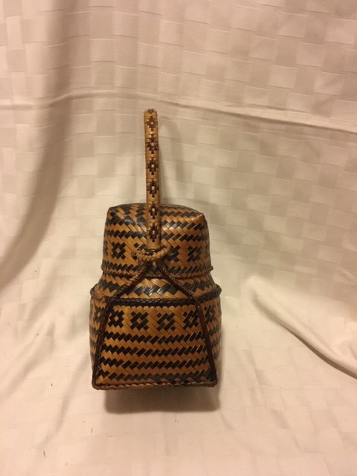 Antique Southeast Asian Bamboo Basket With Handle and Built in - Etsy