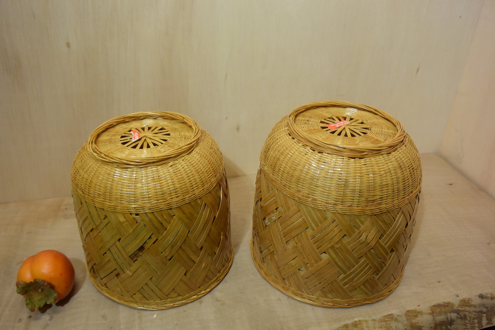 Vintage Chinese Bamboo Basket Double Weave Set of 2 - Etsy