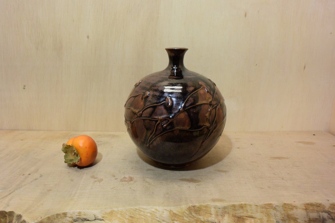 Vintage Studio Pottery Dark Brown Bud Vase 10 Inches Tall - Etsy