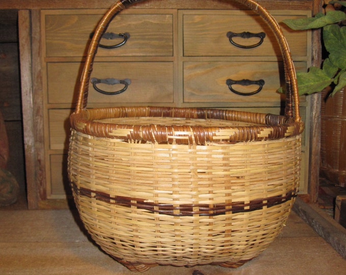 Vintage Asian Bamboo Basket - Etsy