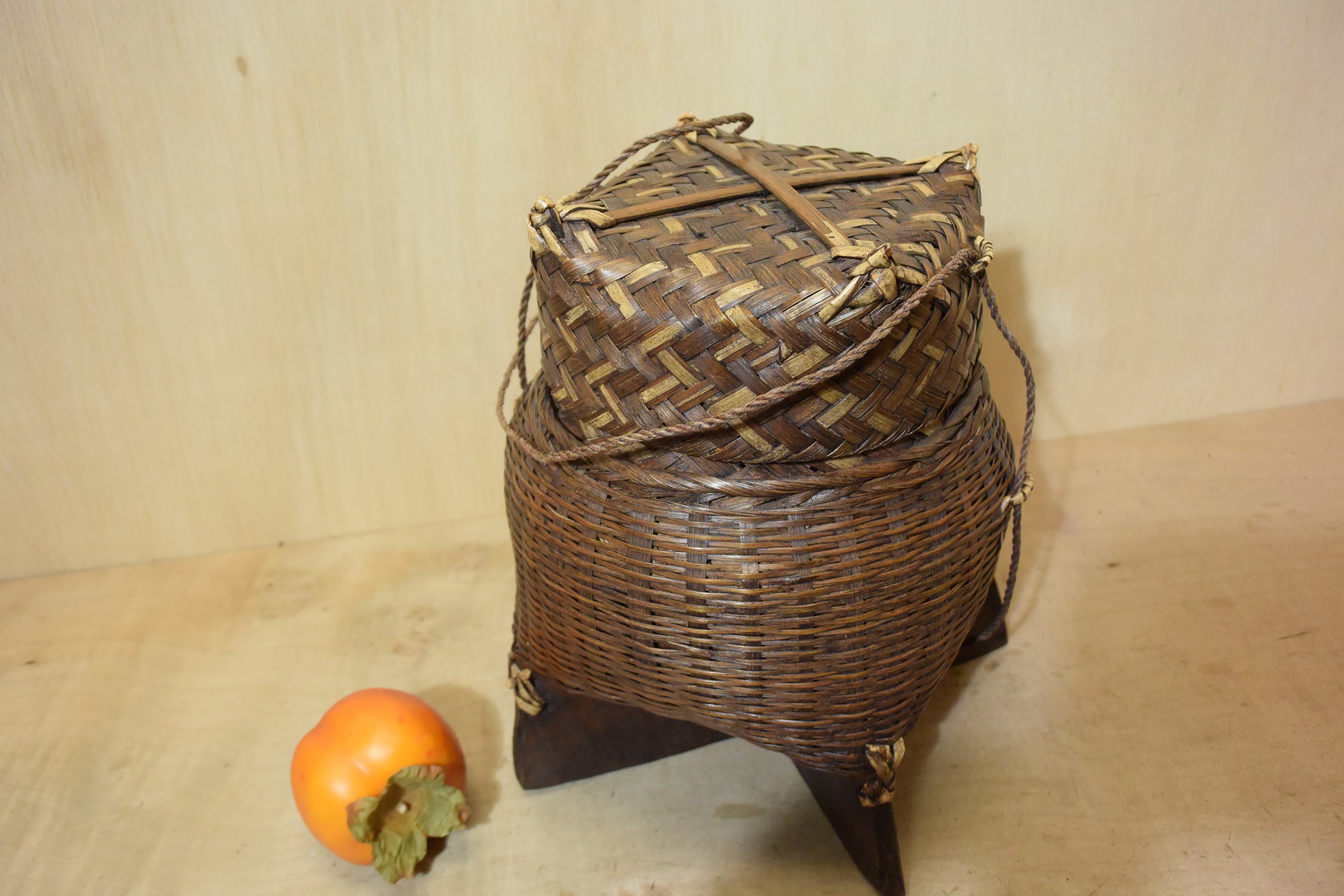 Vintage Southeast Asian Bamboo Rice Basket Laos Cambodia | Etsy