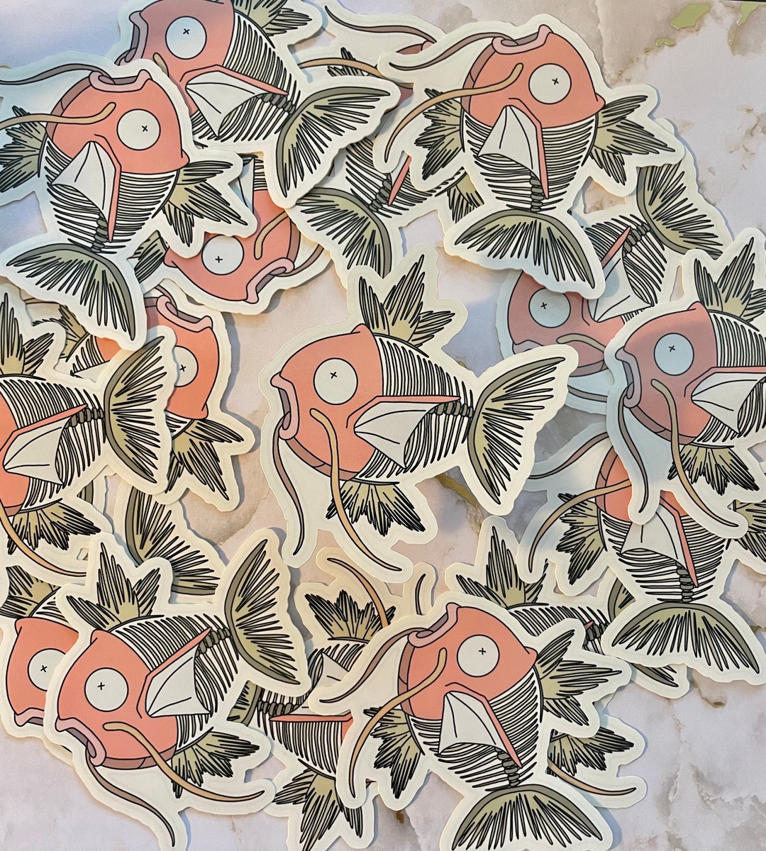 Magikarp Bones Sticker Fish Bones Sticker Die-cut Sticker Vinyl Sticker ...