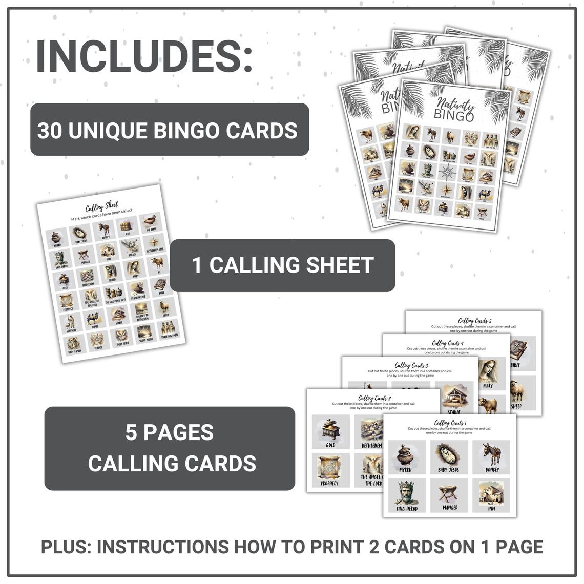 30 Christmas Nativity Bingo Cards | Christmas Bingo | Christmas ...