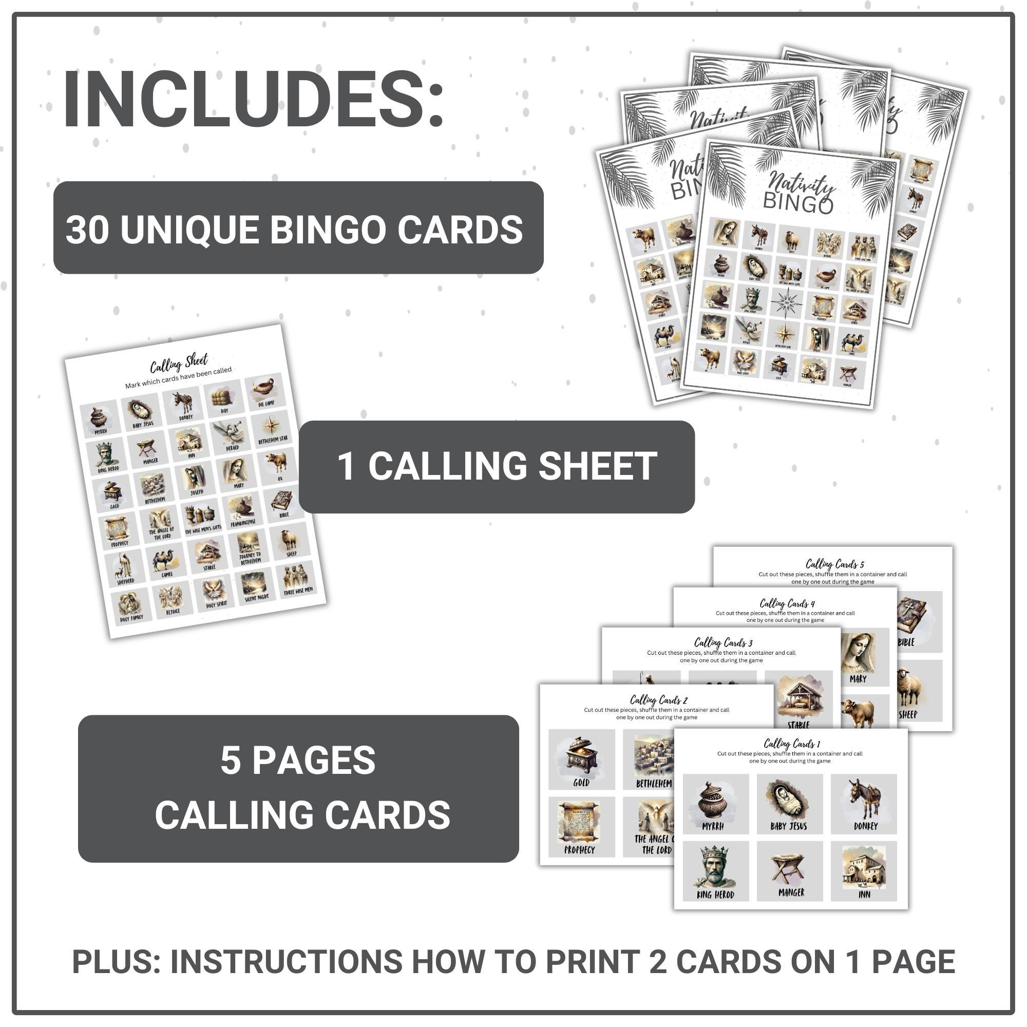 30 Christmas Nativity Bingo Cards | Christmas Bingo | Christmas ...