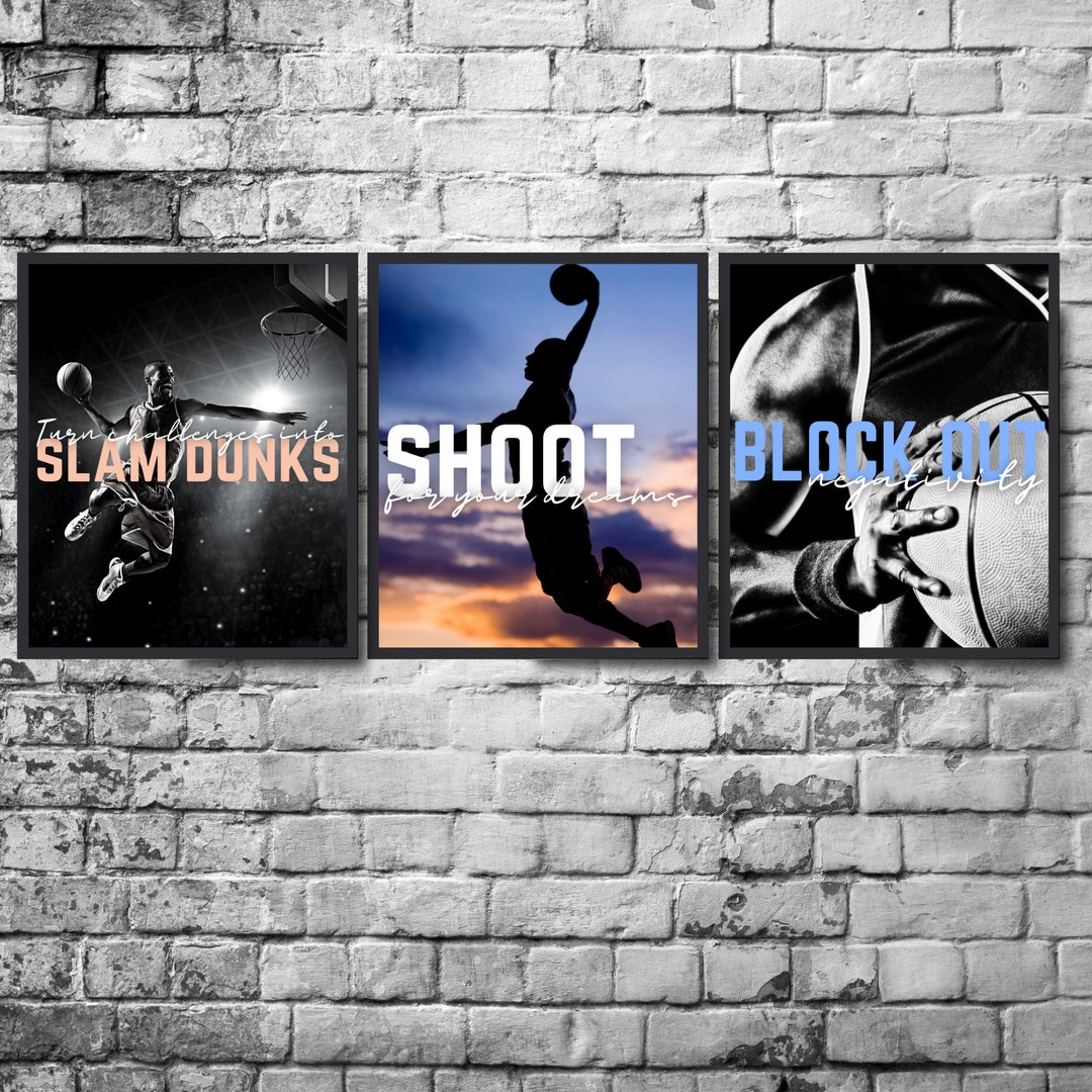 Basketball Quote Posters | Slam Dunk, Shoot, Block Out (digital ...