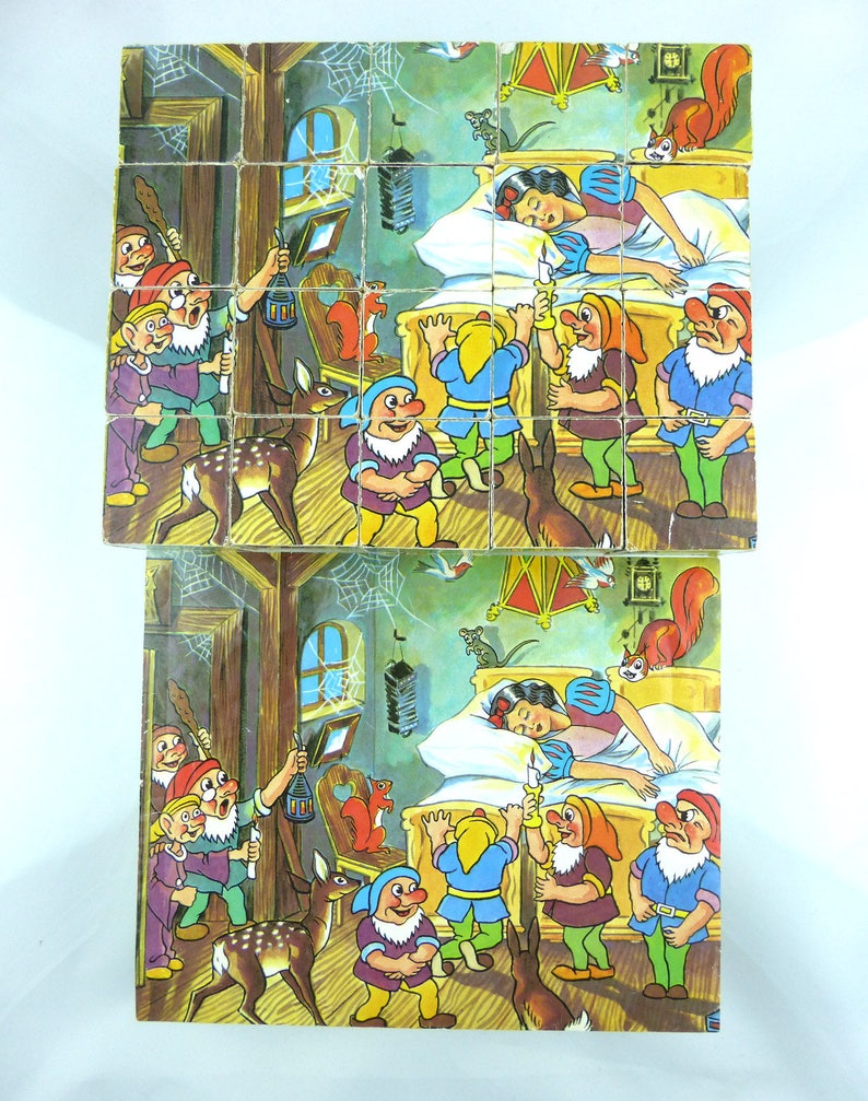Rare Vintage Walt Disney Snow White Picture Blocks Puzzle Game - Etsy