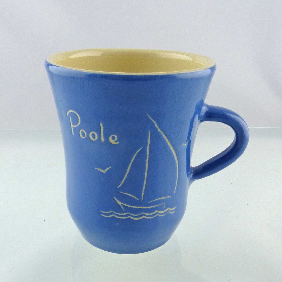 Vintage Blue Ceramic Blue Mug Holiday Souvenir From Poole - Etsy