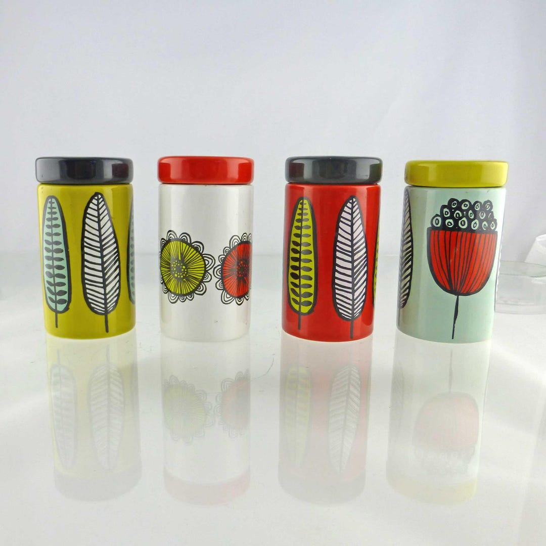 Set of Four Habitat Freda Range Spice Storage Jars With Retro Design ...