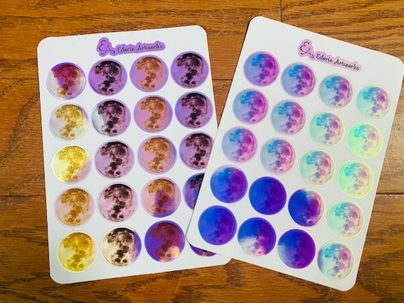 Iridescent Full Moon Stickers | Etsy