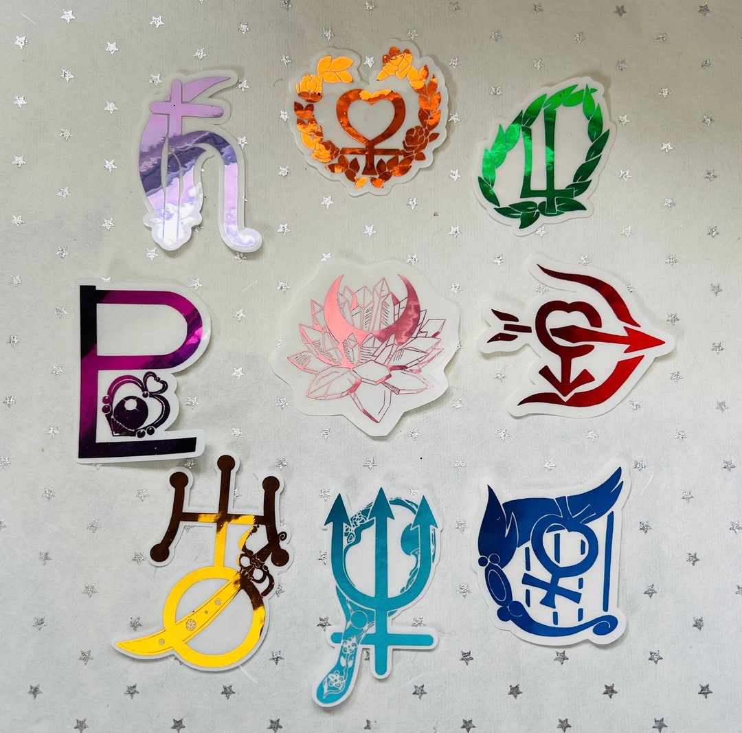 Foiled Scout Symbols, Magical Girl Stickers, Moonie Stickers, Foiled ...