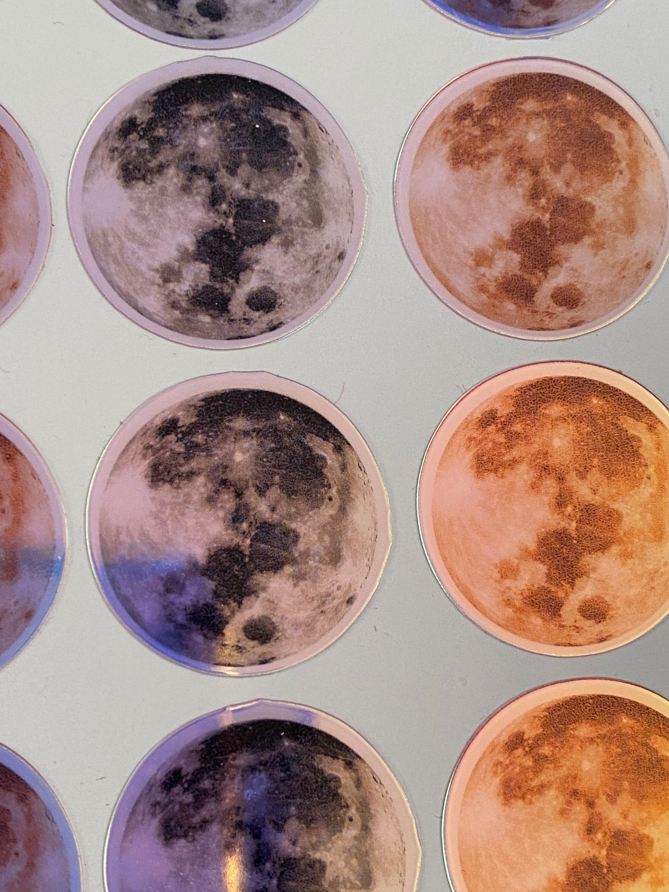 Iridescent Full Moon Stickers - Etsy