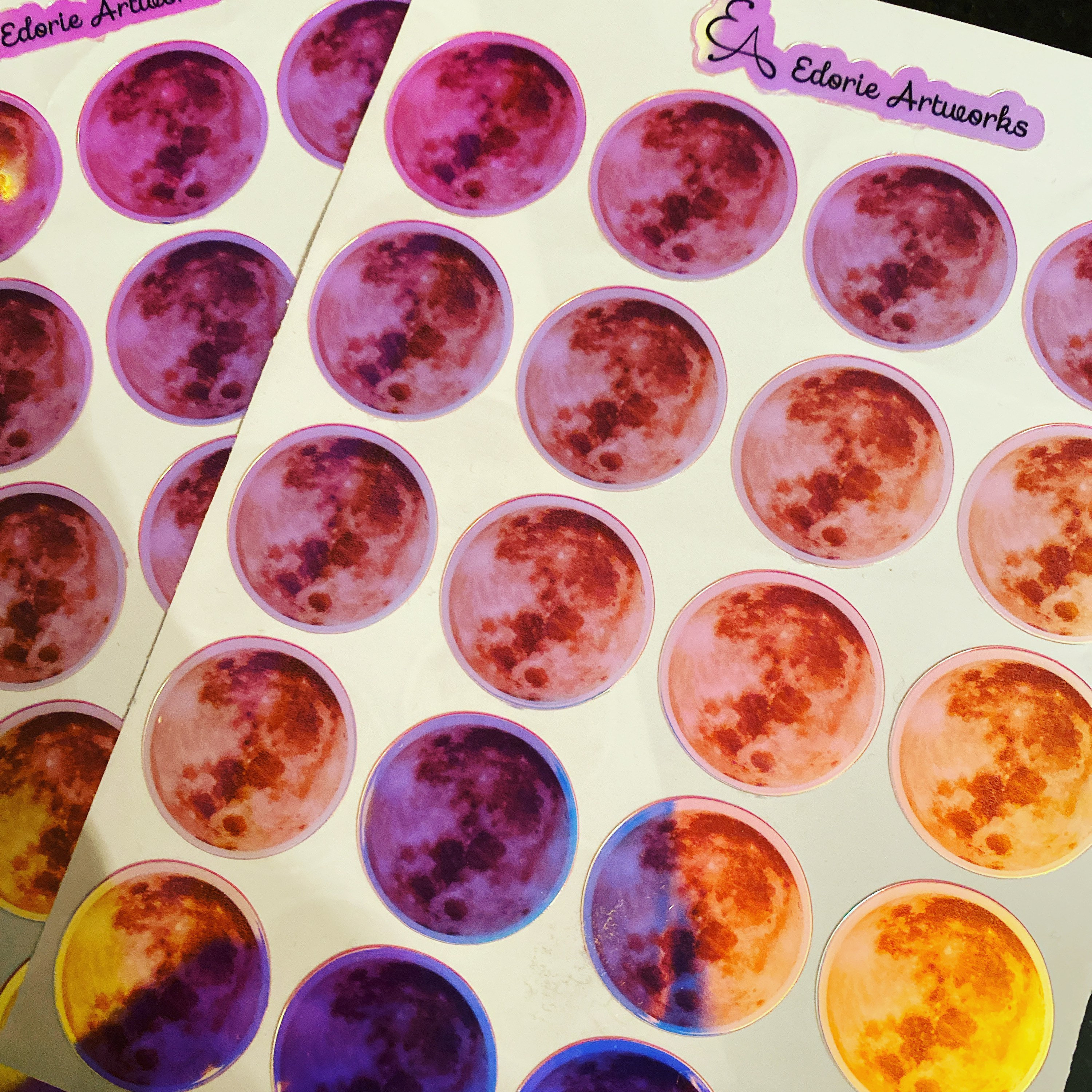 Iridescent Full Moon Stickers | Etsy