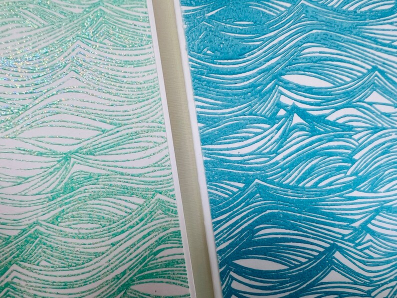Embossed Waves, Ocean Waves, Sunset, Blank Greeting Cards - Etsy