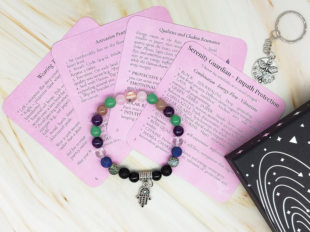 Serenity Guardian Bracelet – Empath Shield & Calm Reset | Hamsa | 8 Mm ...