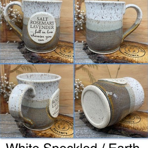 Personalized Handmade Mug White Speckled Stoneware, Custom Mug ...