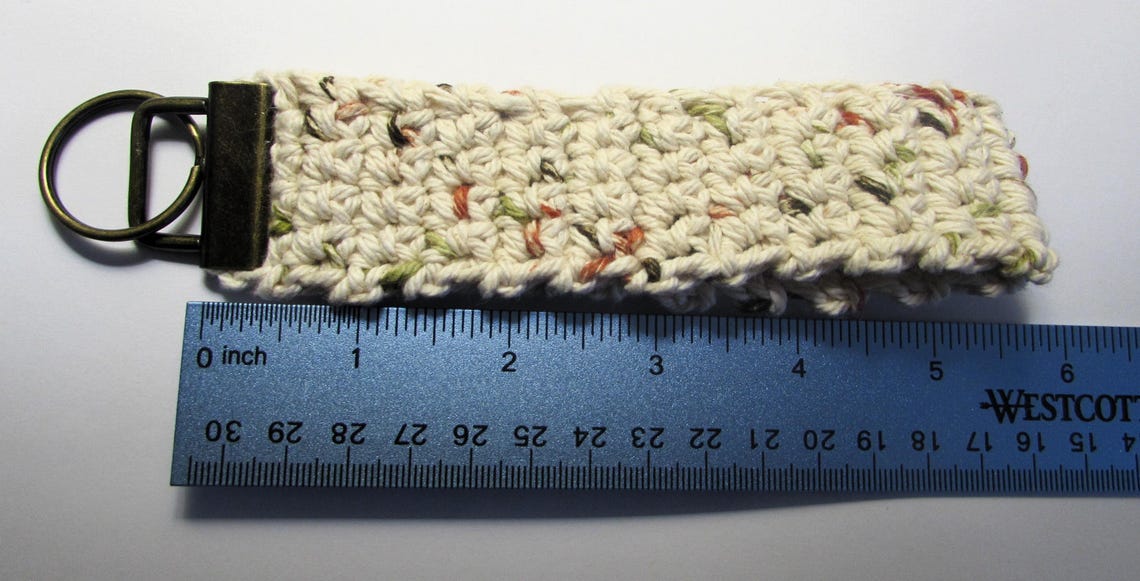 Boho Crocheted Wristlet Key Fob With Antique Brass Tone Hardware - Etsy