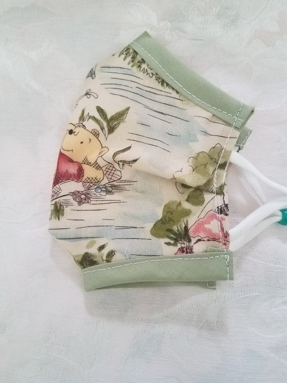 Child's Handmade Winnie the Pooh face Mask cotton washable | Etsy