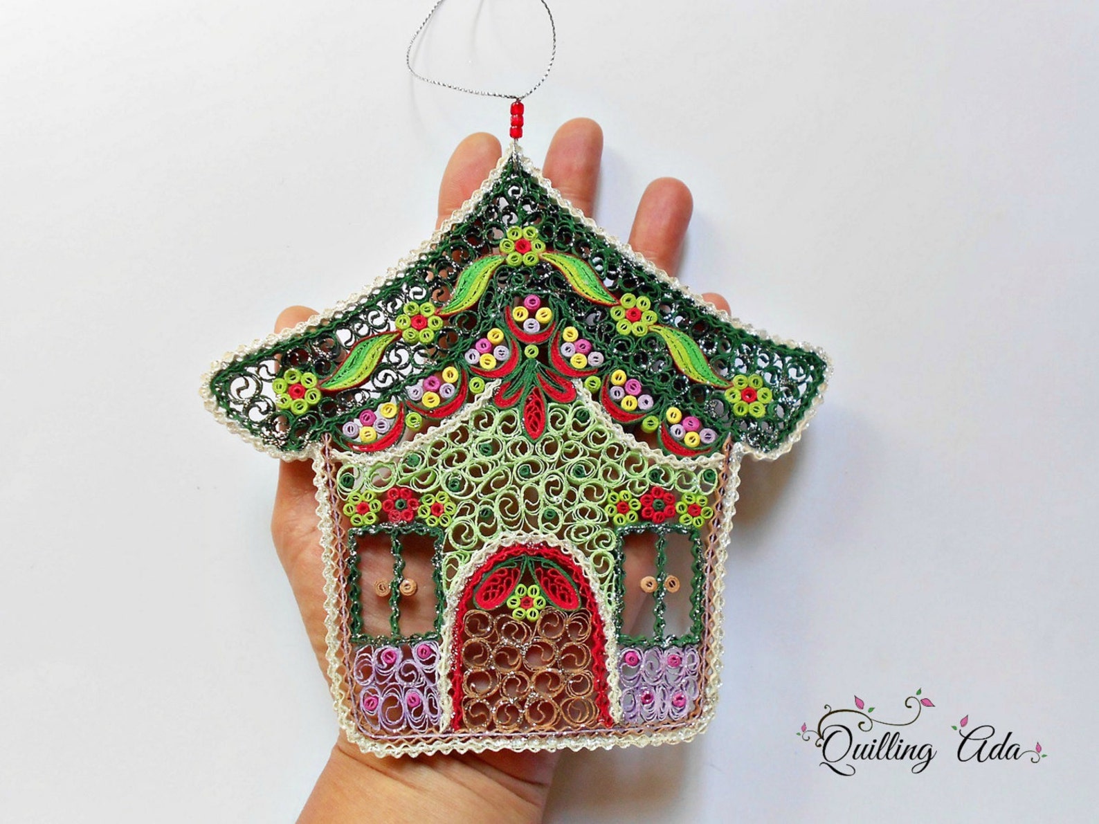 Christmas Quilling House ornament Tree - Etsy
