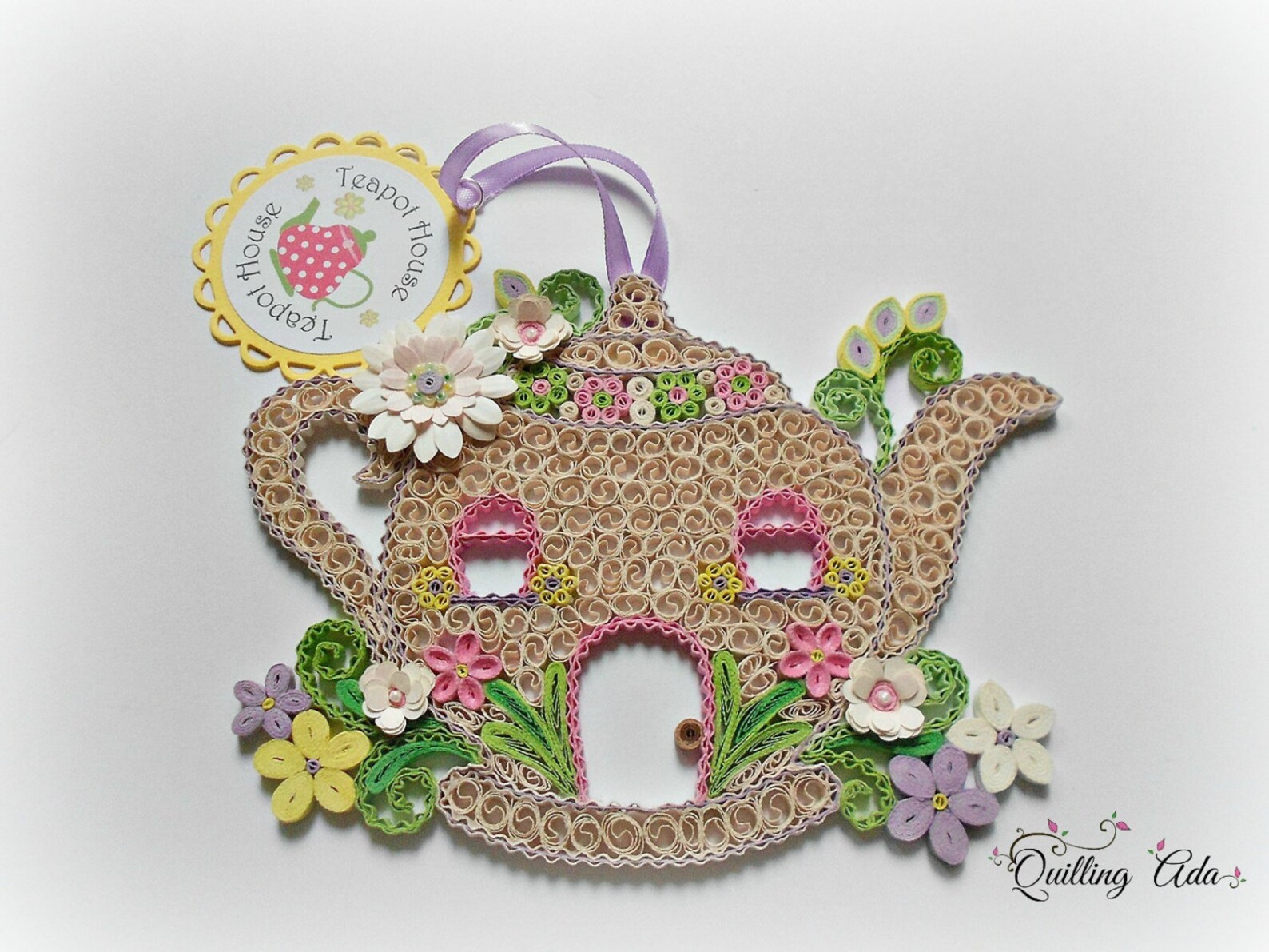 Teapot Fairy House - Teapot Decor - Quilled Teapot House - Paper Teapot ...