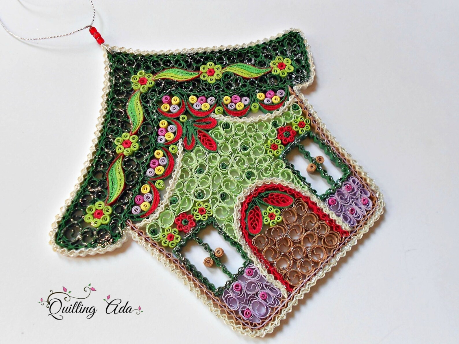 Christmas Quilling House ornament Tree - Etsy