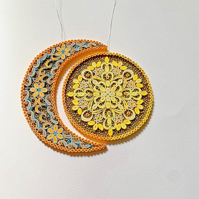 Quilling sun, quilling moon, paper art, sun and moon decoration - Etsy 日本