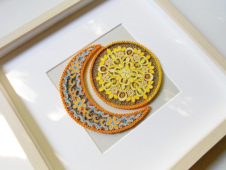 Quilling Sun, Quilling Moon, Paper Art, Sun and Moon Decoration - Etsy