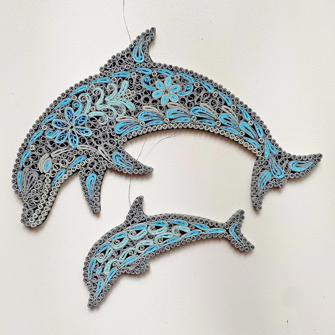 Dolphin Decor,quilling Paper Dolphin,wall Art,home Decor,living Room ...
