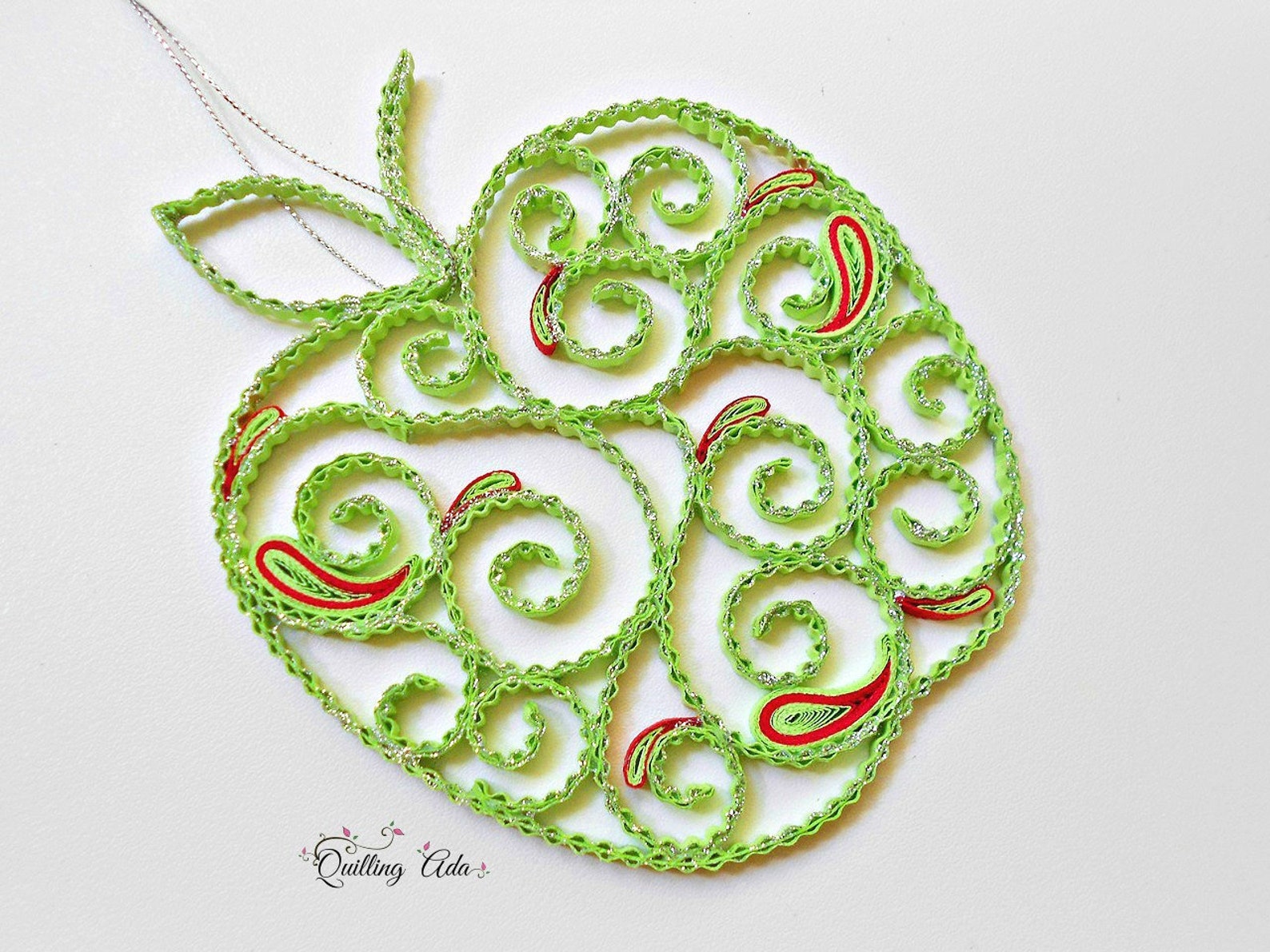 Quilled Apple Green Apple Ornament Quilling Fruits Home Decor Paper ...