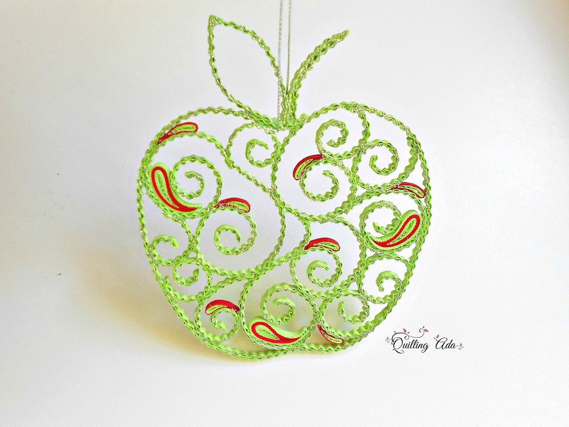 Quilled Apple Green Apple Ornament Quilling Fruits Home | Etsy