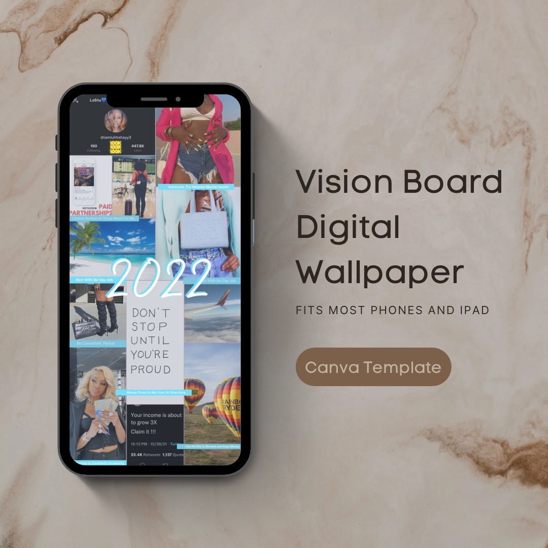 2024 Vision Board Template | Digital Vision Board | Phone Wallpaper ...