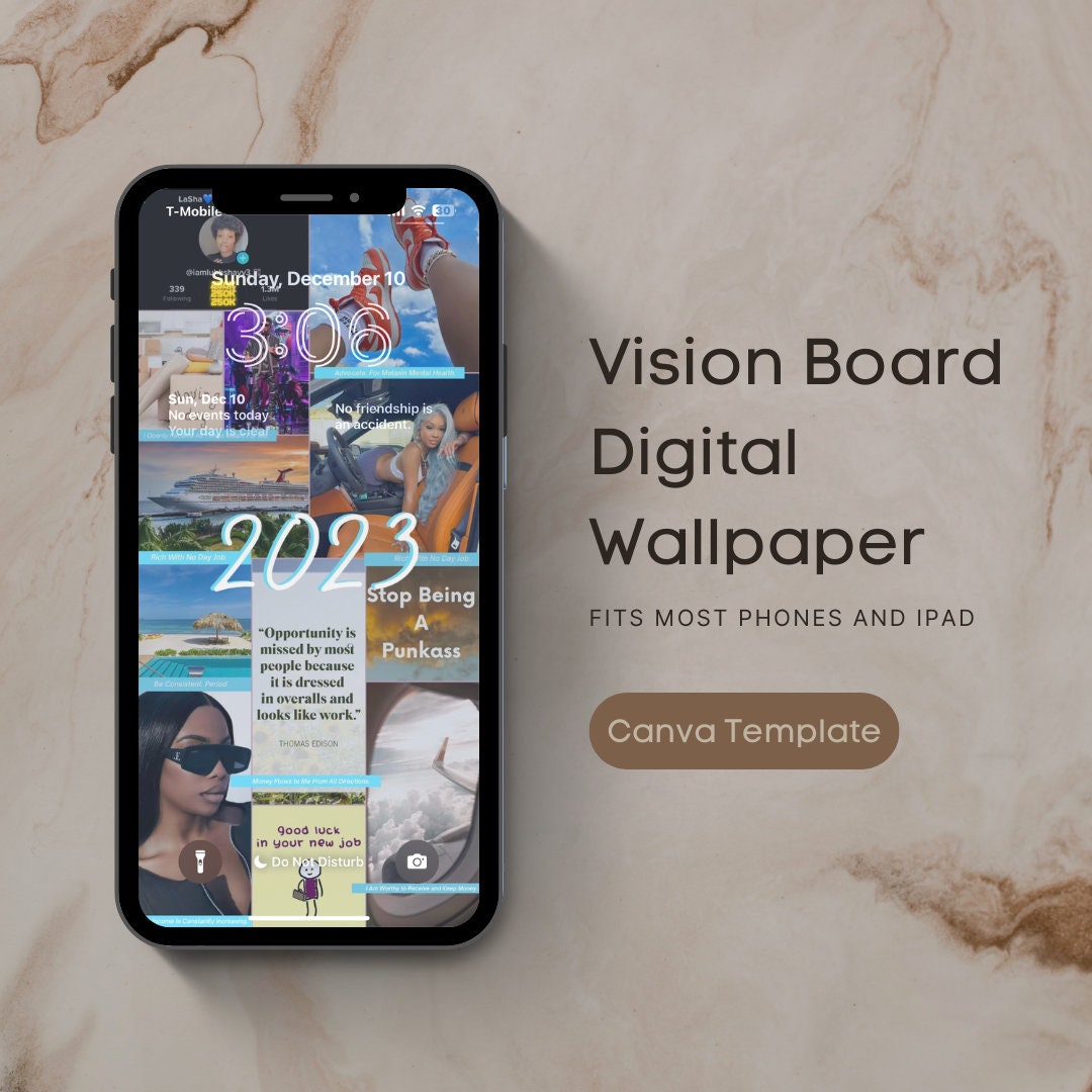 2024 Vision Board Template | Digital Vision Board | Phone Wallpaper ...