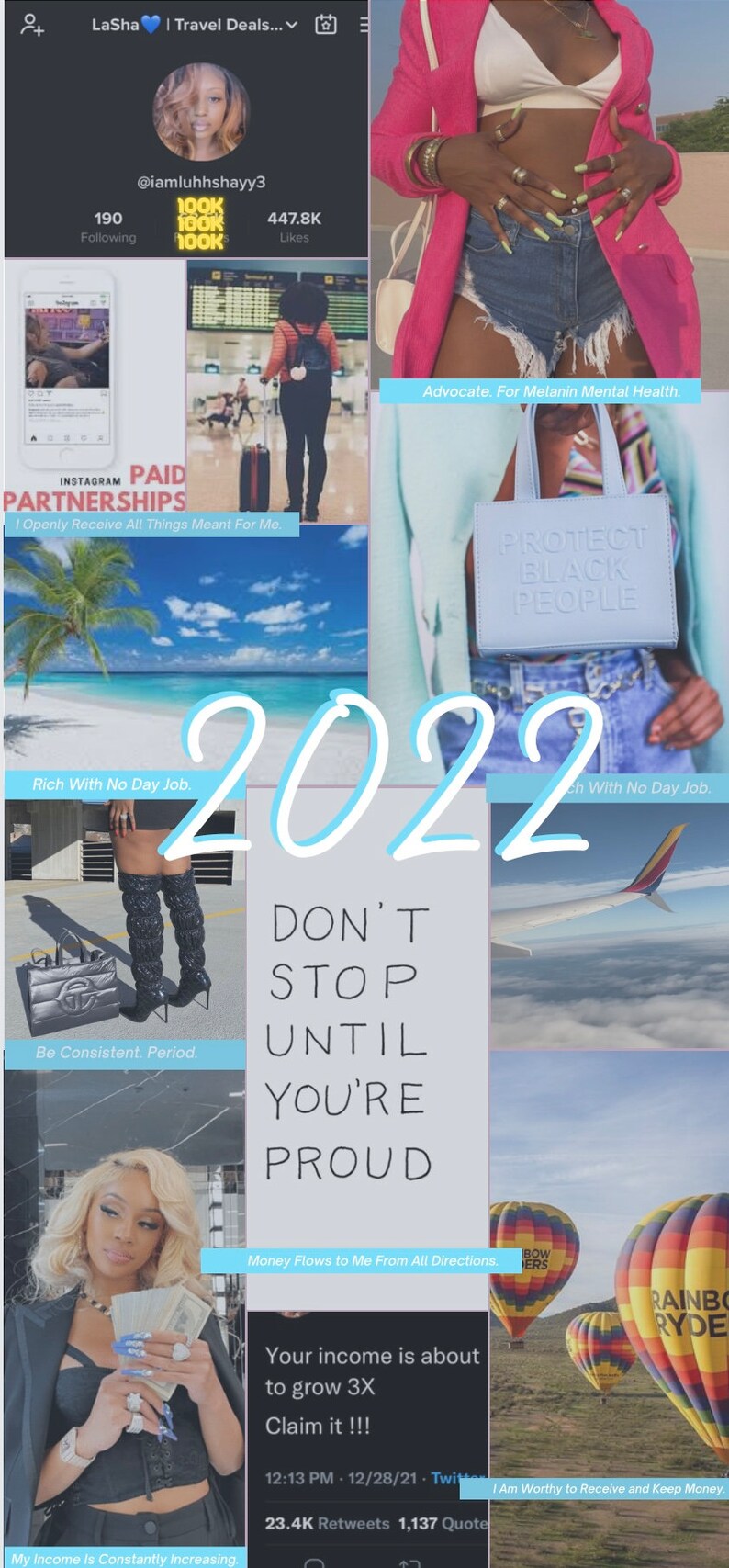2024 Vision Board Template | Digital Vision Board | Phone Wallpaper ...