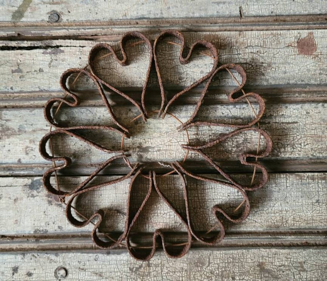 5 Metal Heart Trivet Primitive Rusty - Etsy