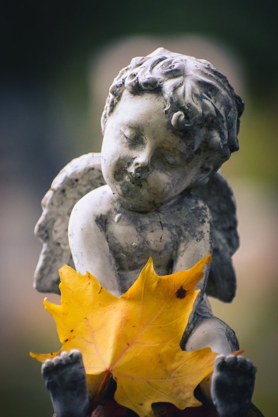 Angel With Leaf Angel Statue Maple Leaf Angel Wings Gift | Etsy