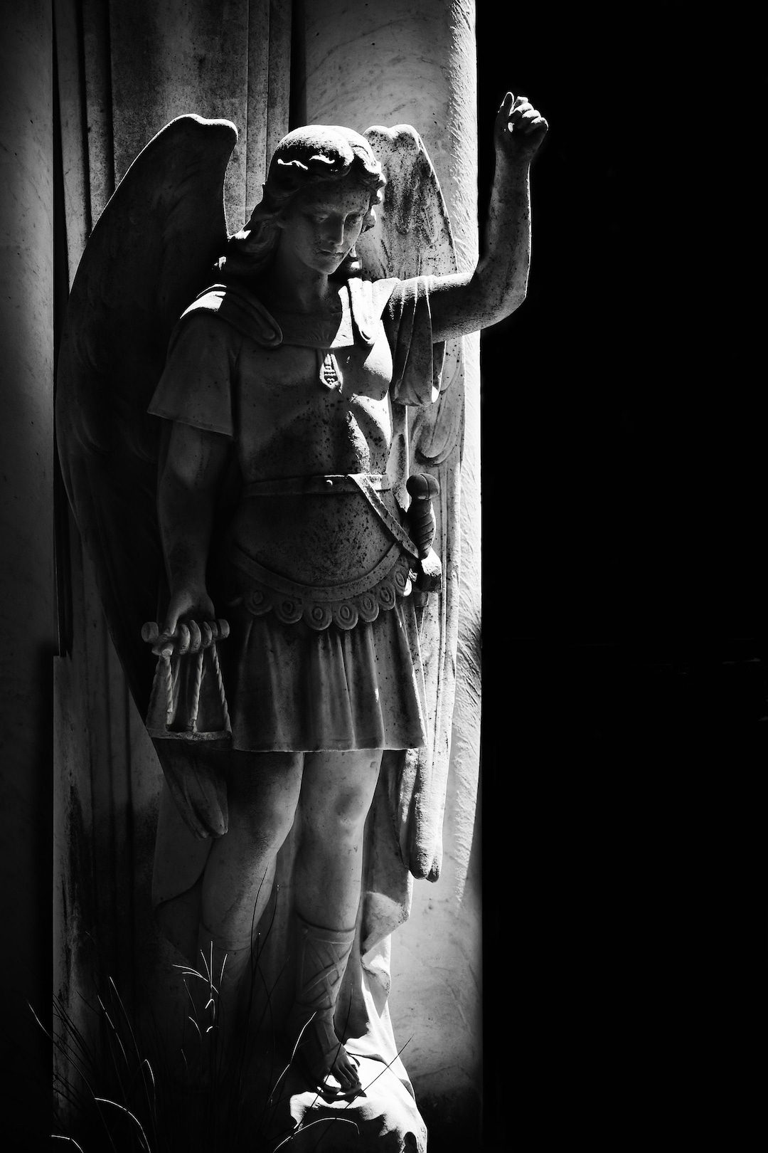 Shadow Angel; Angel Statue; Angel in the Sun; Angel Wings; Black and ...