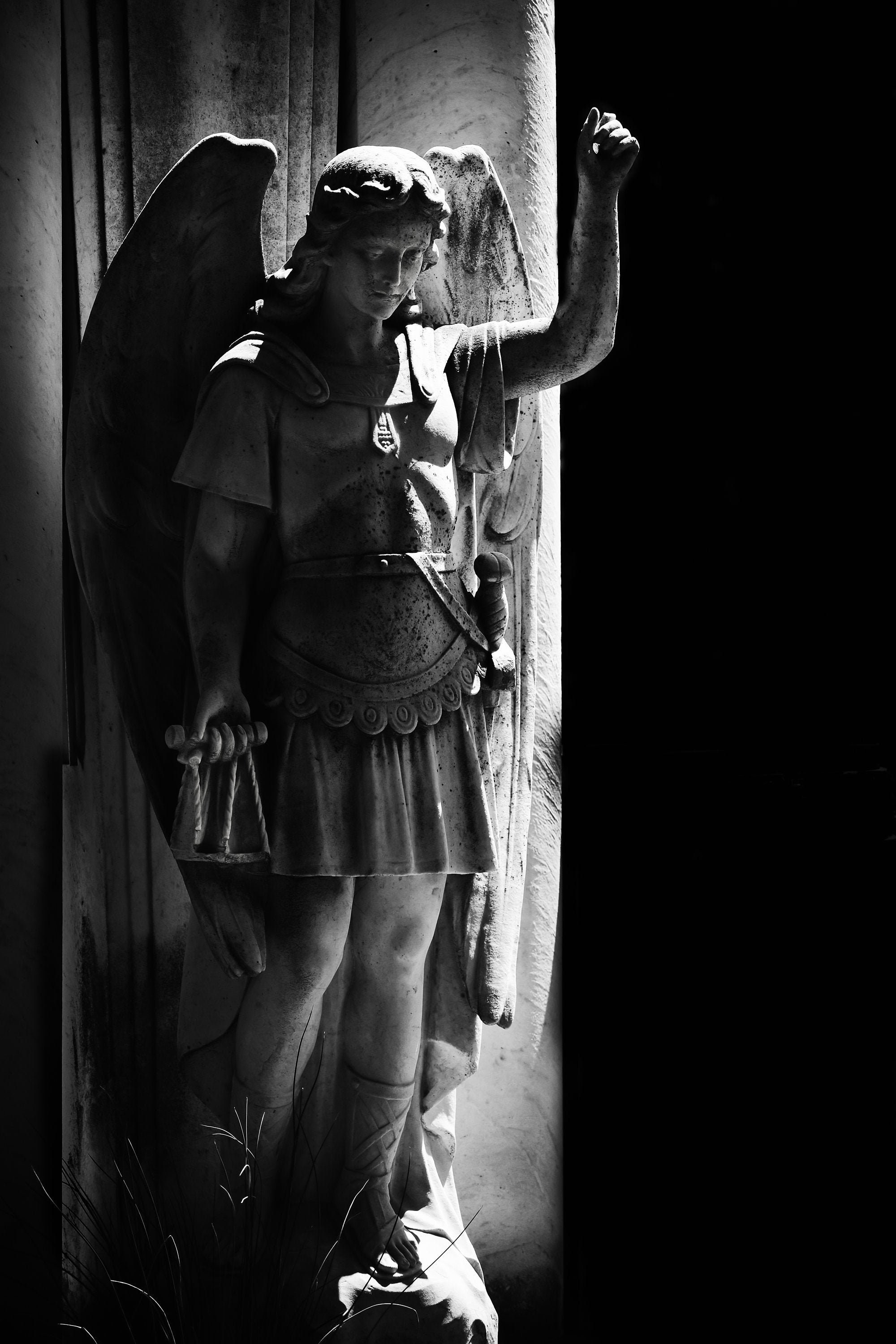 Shadow Angel; Angel Statue; Angel in the Sun; Angel Wings; Black and ...