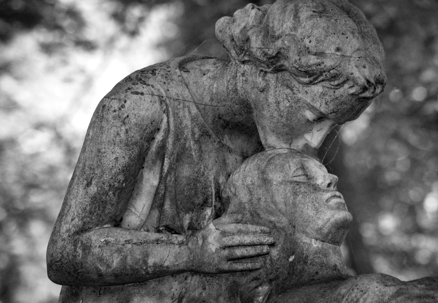 Farewell Kiss; A Poignant Statue; Grief Saying Goodbye to Loved One ...